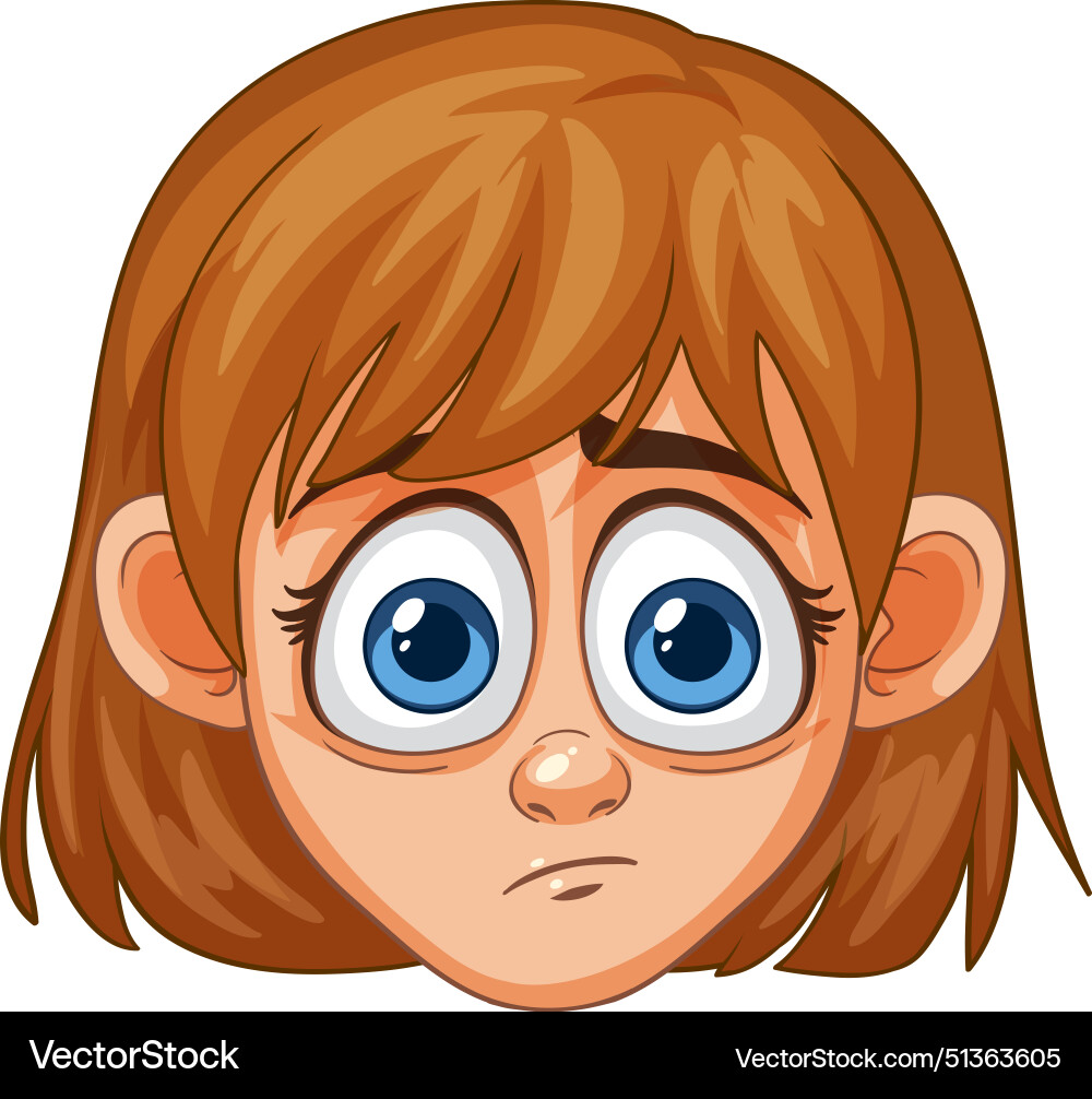 A girl with worried expression Royalty Free Vector Image