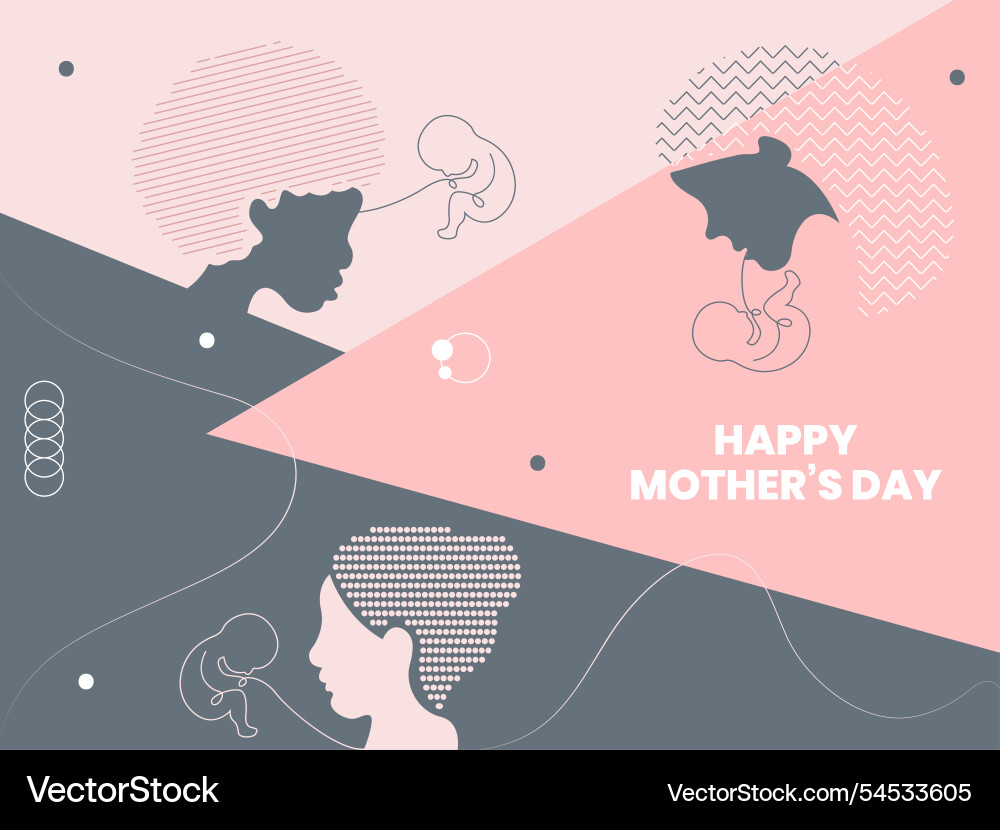 Abstract continuous liner art showing mother and Vector Image