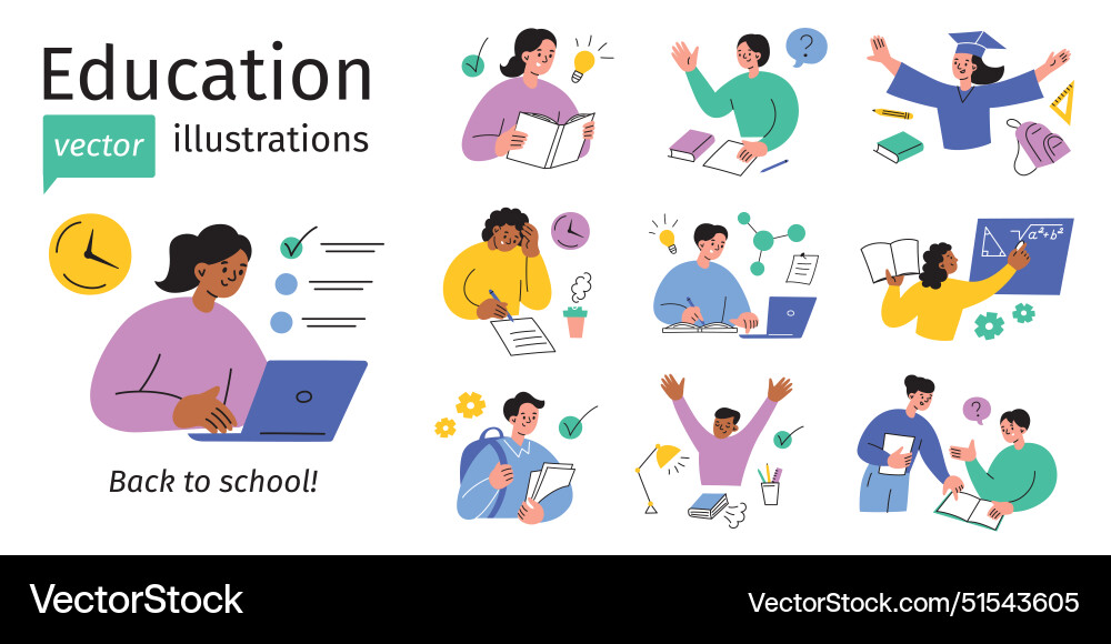 Education set collection Royalty Free Vector Image