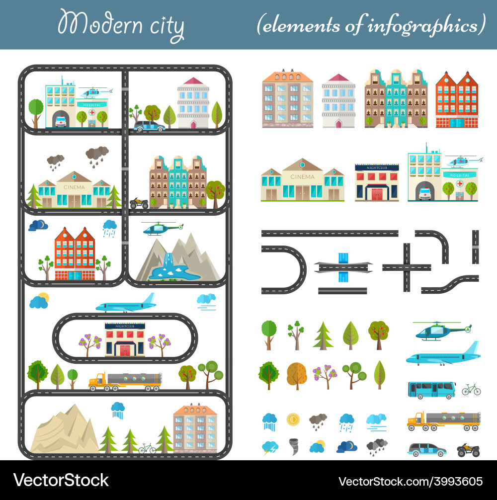 Elements of the modern city Royalty Free Vector Image