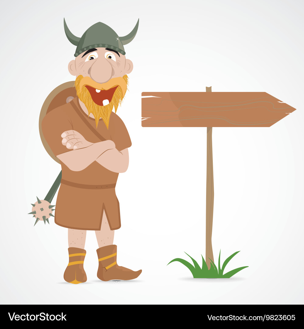 Funny cartoon viking Royalty Free Vector Image