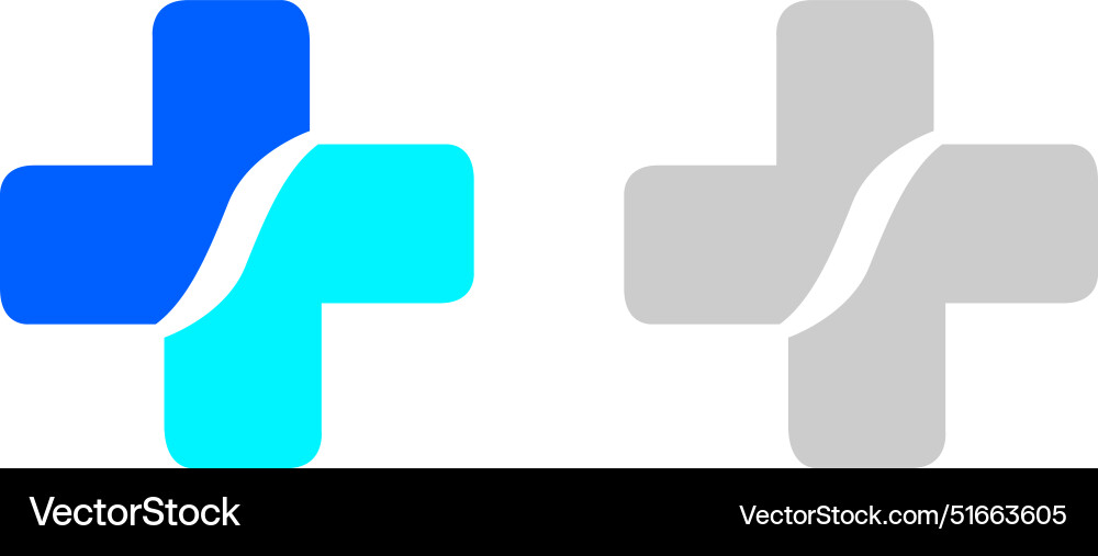 Pharmacy blue cross sign symbol logo Royalty Free Vector