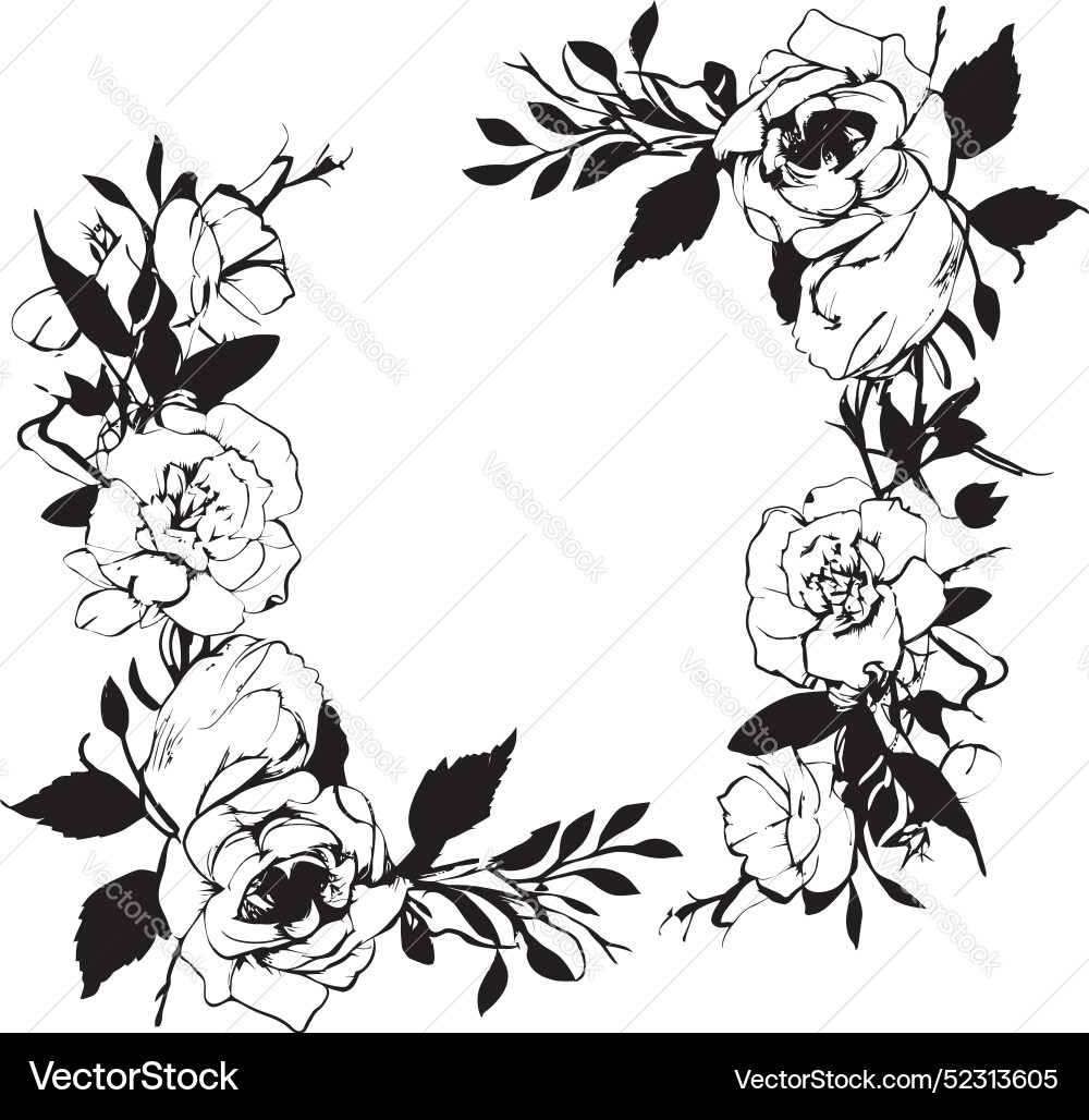 Rose silhouette border iconic design ethereal Vector Image
