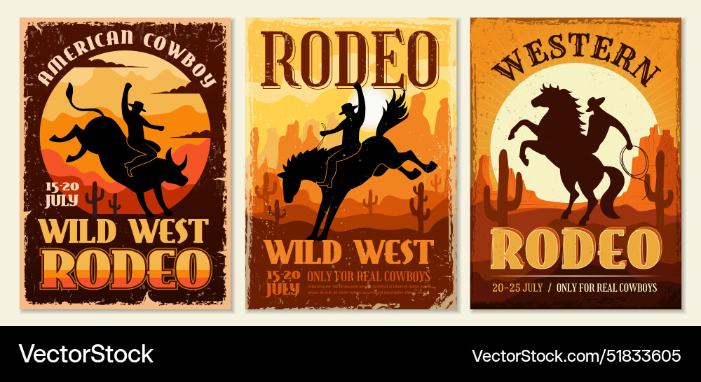 Western poster cowboys rodeo recent old Royalty Free Vector