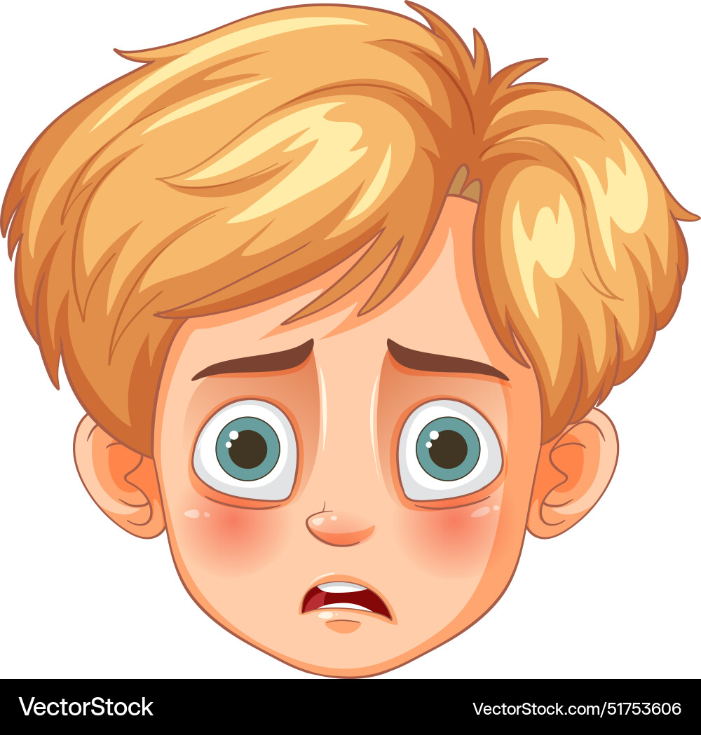 A boy looking worried Royalty Free Vector Image