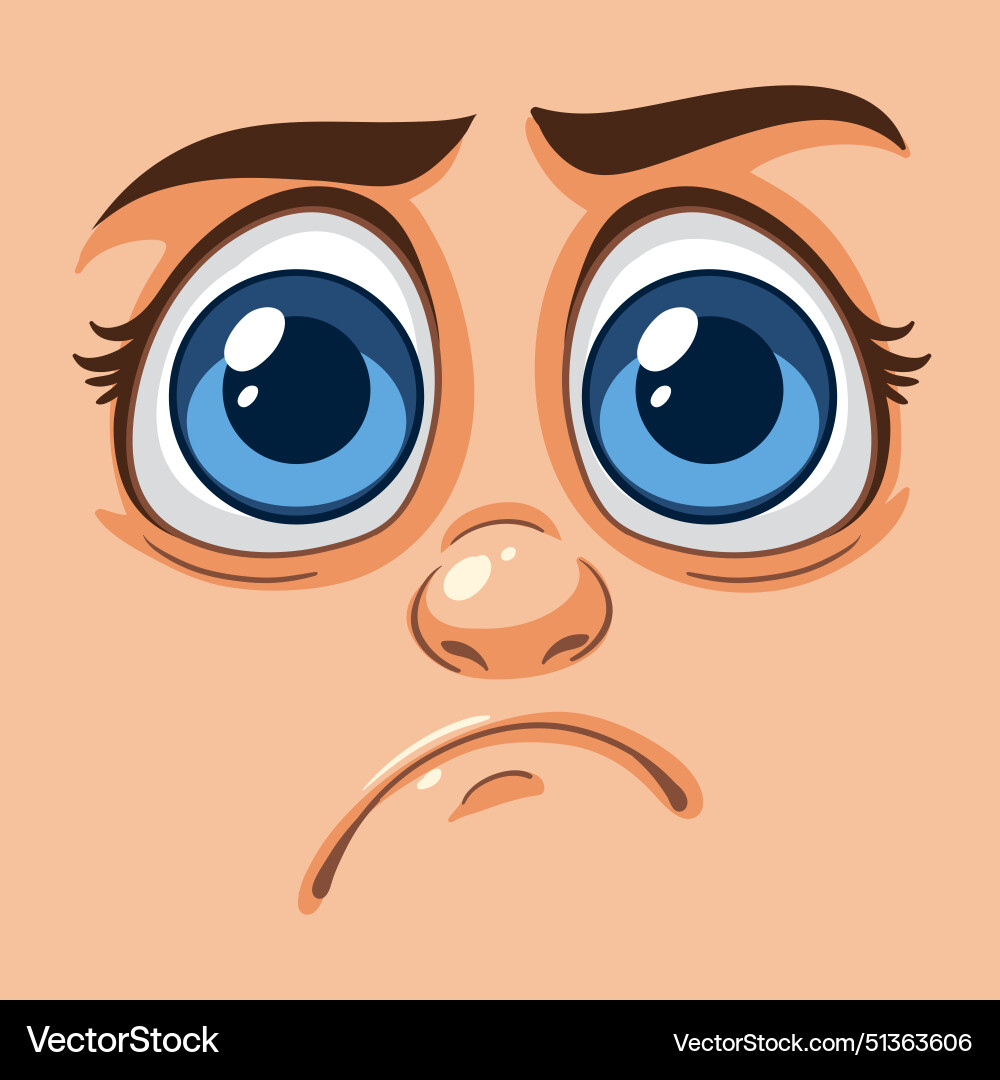 A sad expressive face Royalty Free Vector Image