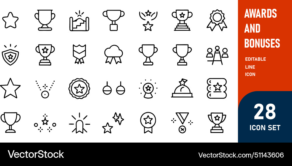 Awards icons awards and bonuses editable icons set