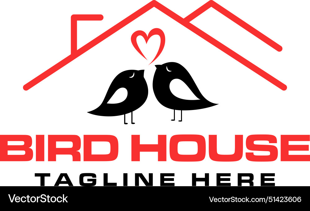 Bird house logo design with lovebirds Royalty Free Vector