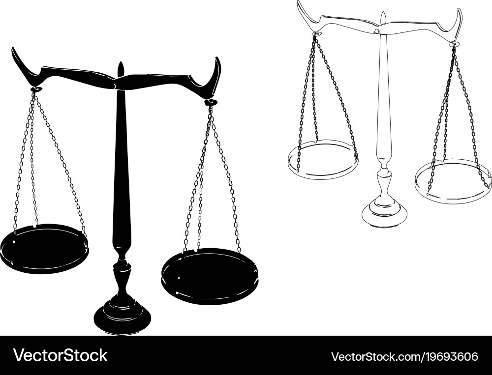 Black justice scales Royalty Free Vector Image