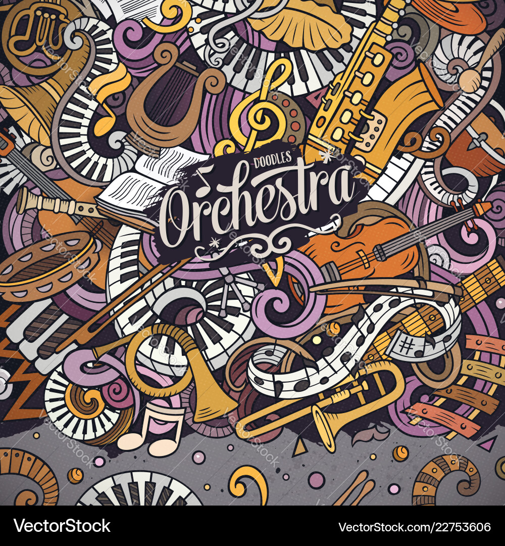 Cartoon doodles classic music frame bright Vector Image