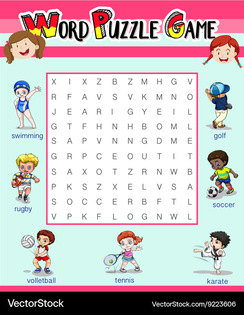 Game template with word puzzle Royalty Free Vector Image