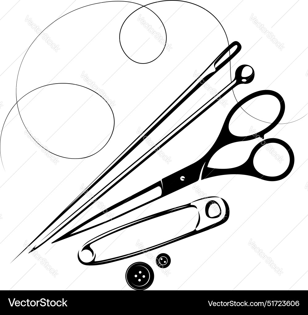 Hand sewing and salon sewing symbol with scissors Vector Image