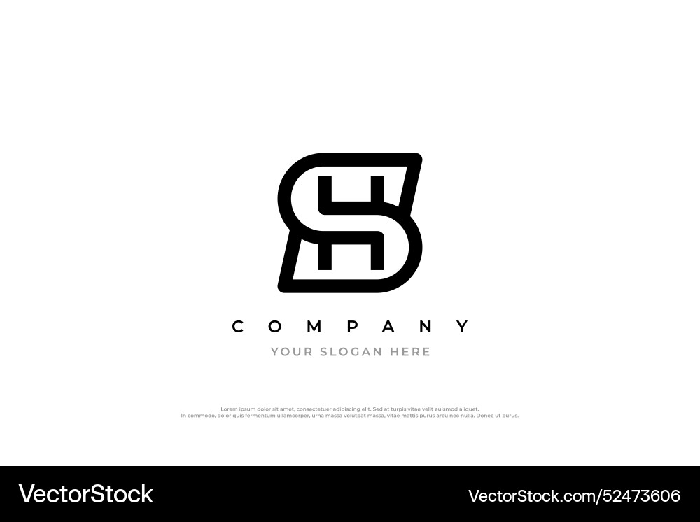 Initial letter sh logo design Royalty Free Vector Image