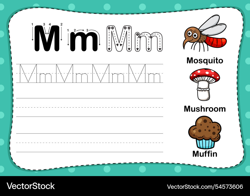 Isoliertes Tier Alphabet Buchstaben M Lizenzfreier Vektor