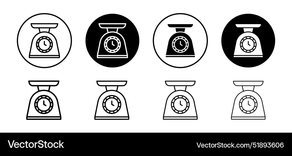 Kitchen scales icon set collection Royalty Free Vector Image