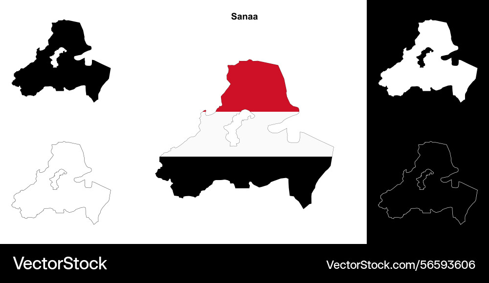 Sanaa outline map Royalty Free Vector Image - VectorStock