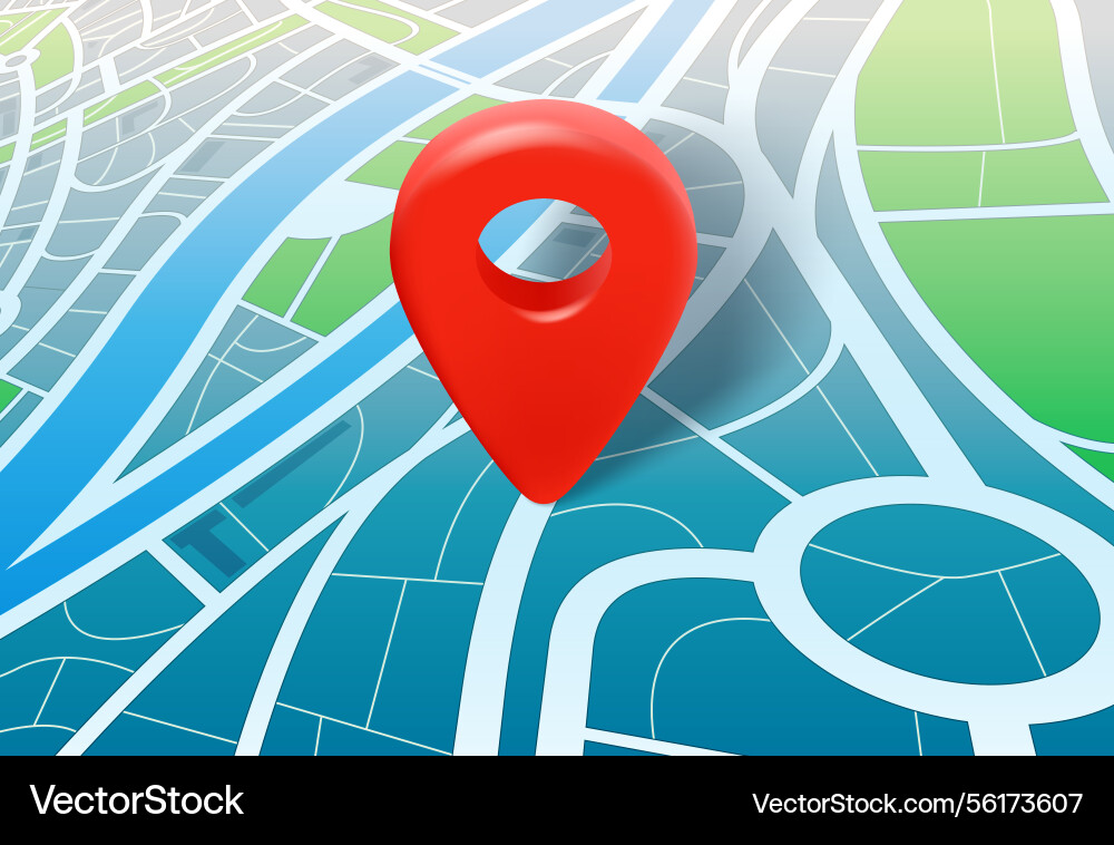 Abstract city map with red pin 3d Royalty Free Vector Image