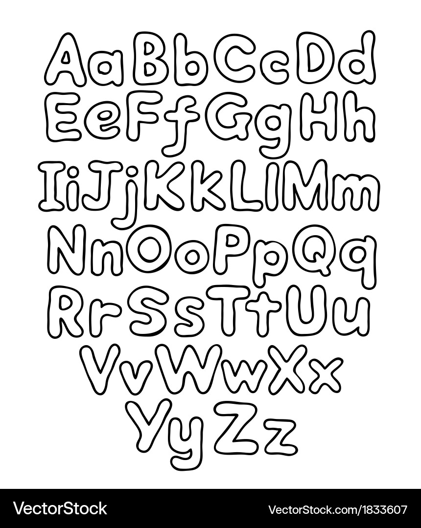 Alphabet bubble contour drawn hands Royalty Free Vector