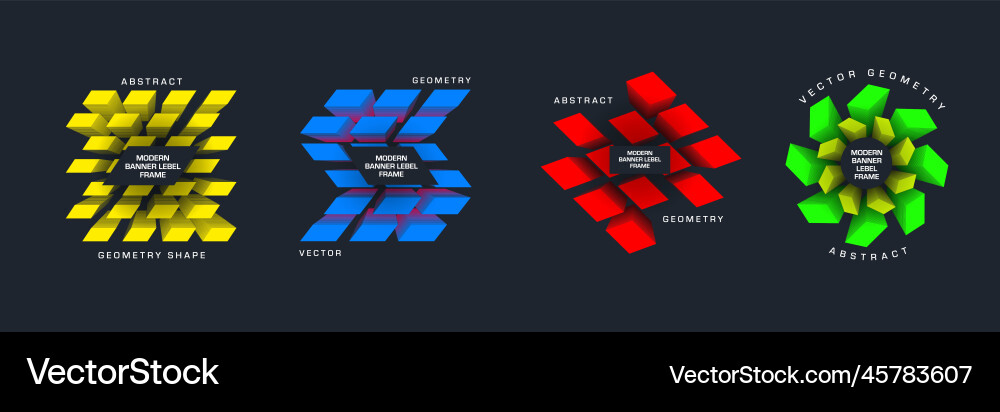 Banner template gradient geometric tag Royalty Free Vector