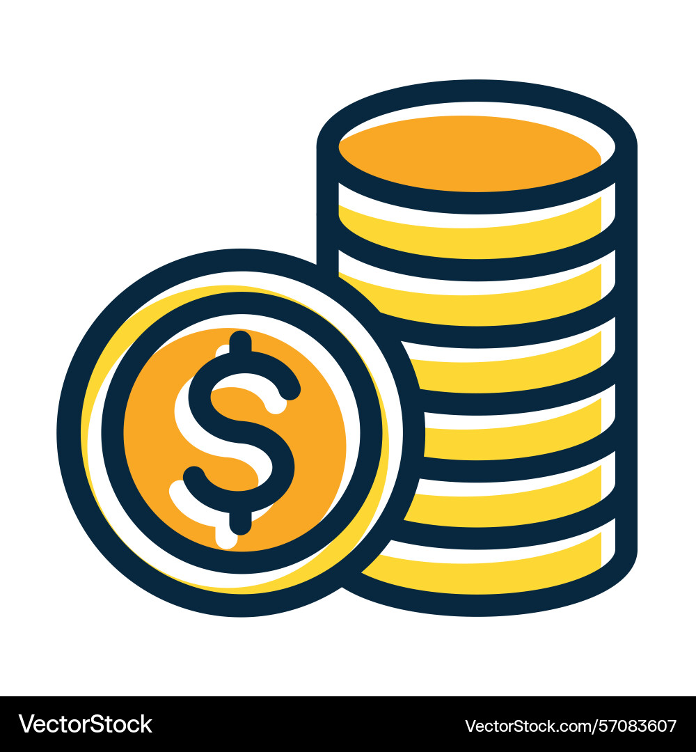 Coins thick line filled dark colors icons Vector Image