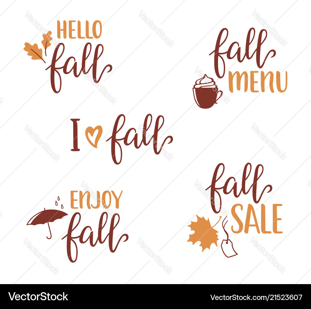 Fall Lettering & Typography Set Royalty Free Vector