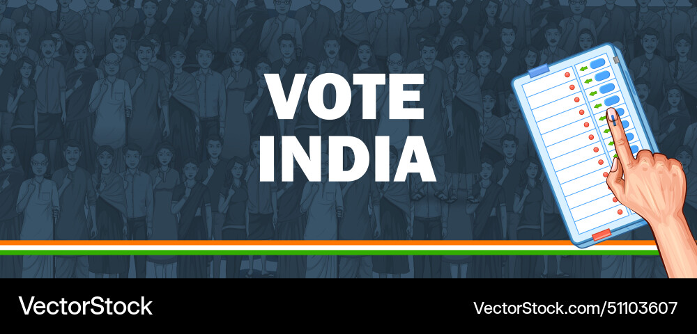 Indian people hand with voting sign showing Vector Image