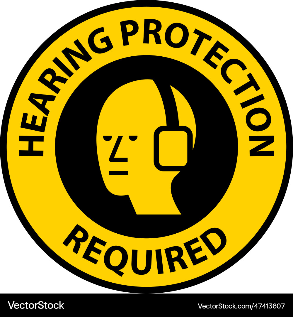 Label floor sign hearing protection required Vector Image