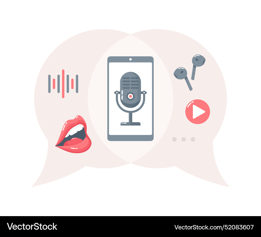 Microphone on phone screen with open mouth Vector Image