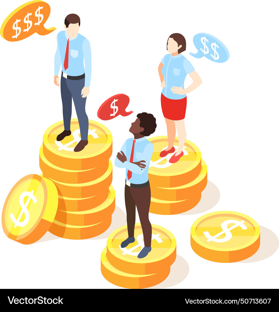 Salary discrimination isometric composition Vector Image