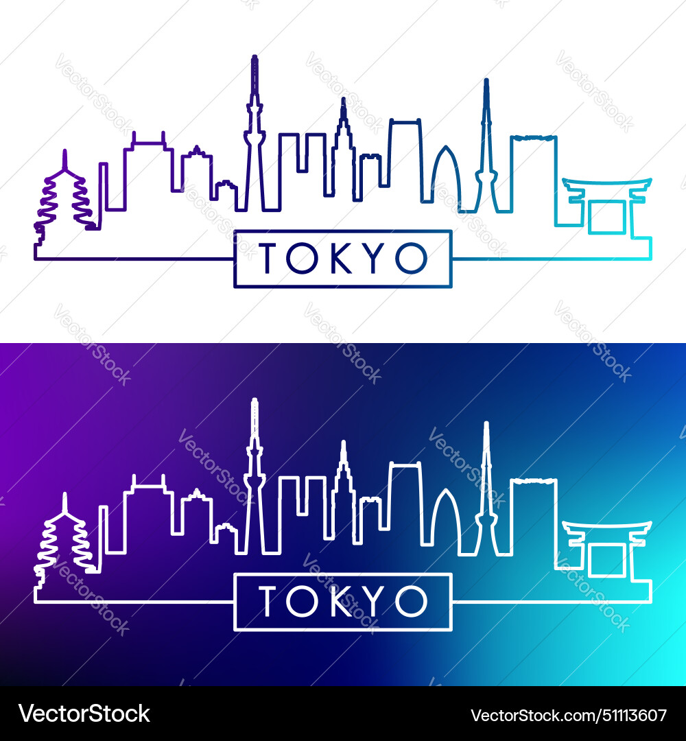 Tokyo skyline colorful linear style single line Vector Image