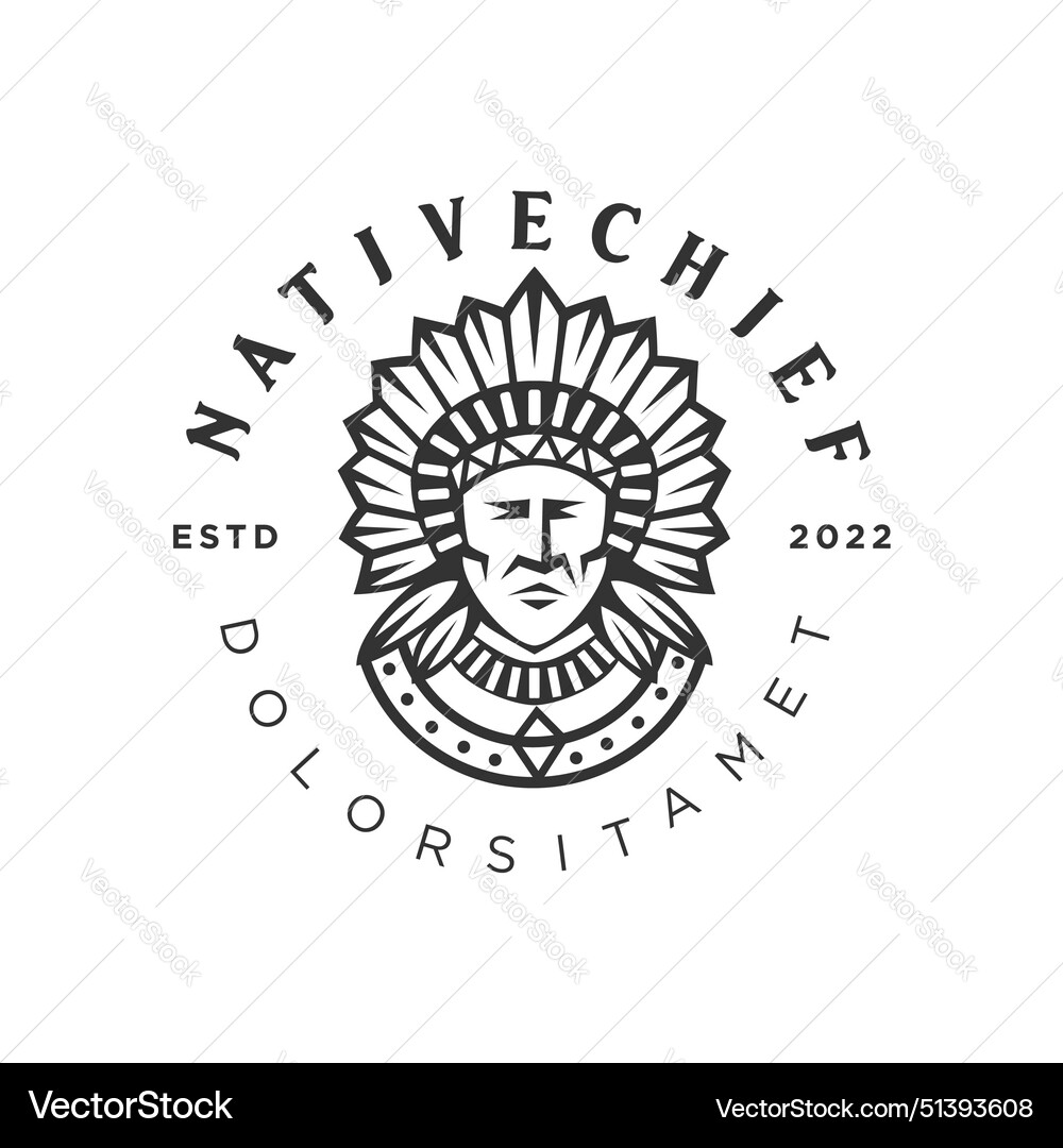 Apache indian chief logo mascot design character Vector Image