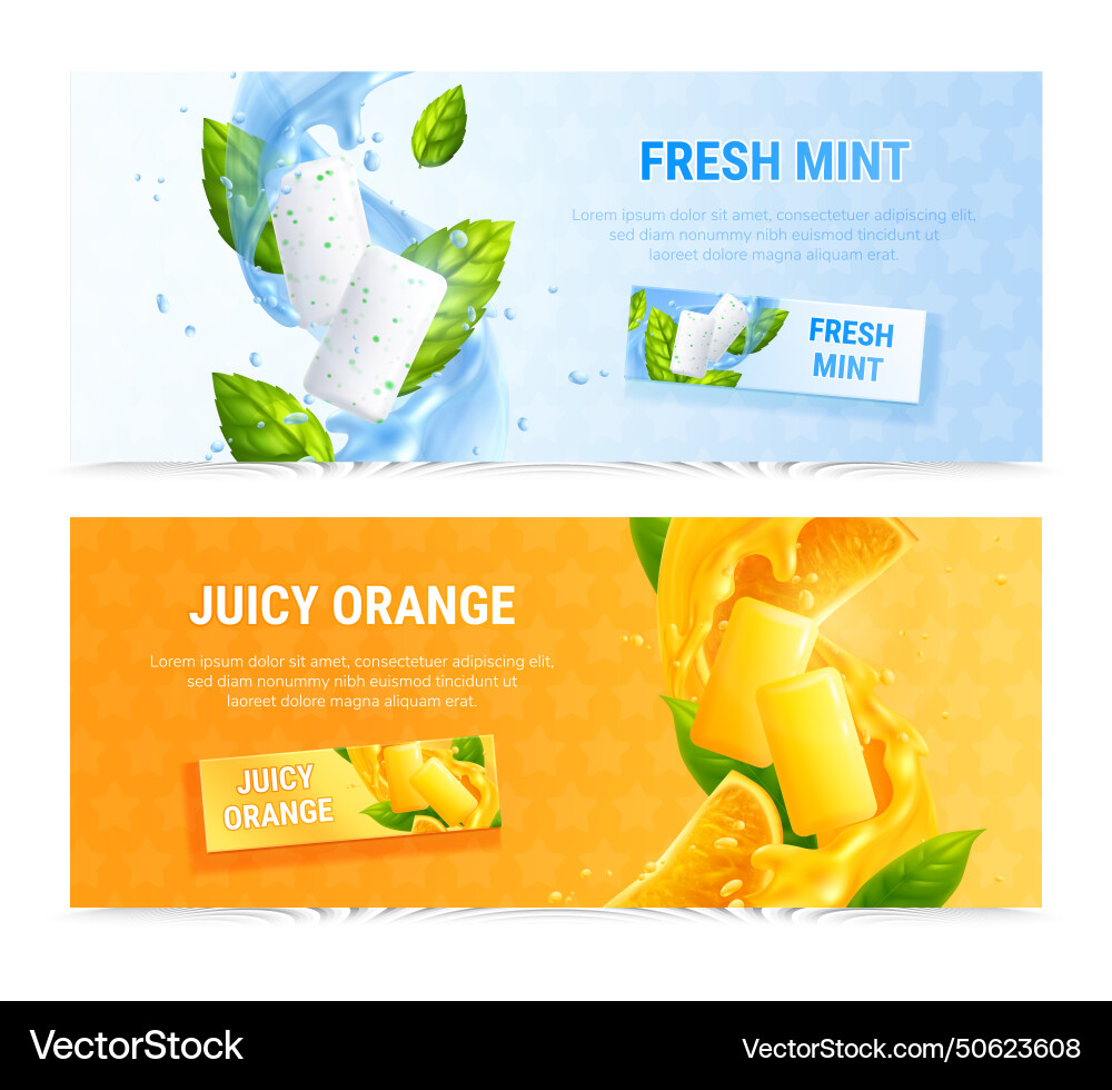 Bubble gum banner set Royalty Free Vector Image