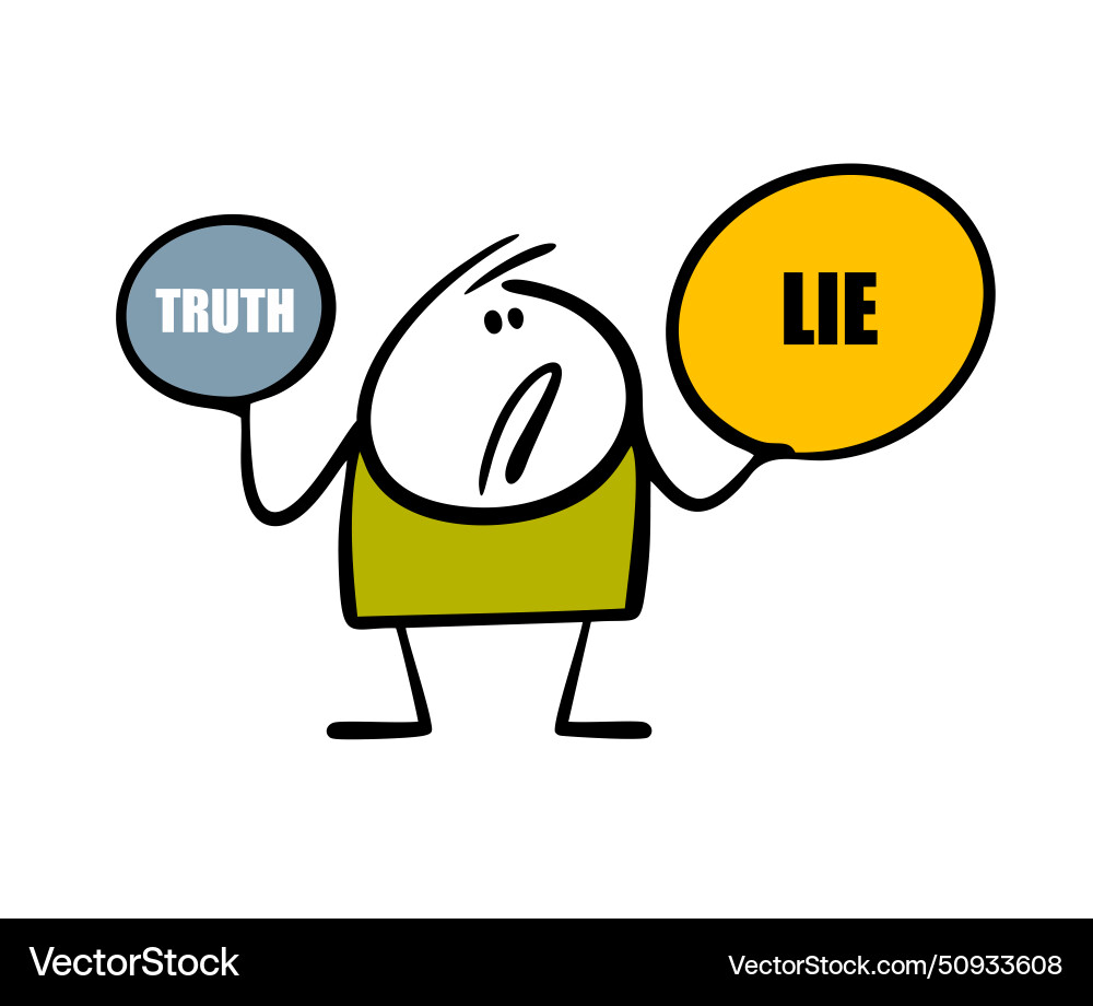 Cartoon doodle stickman holds two bubbles in his Vector Image