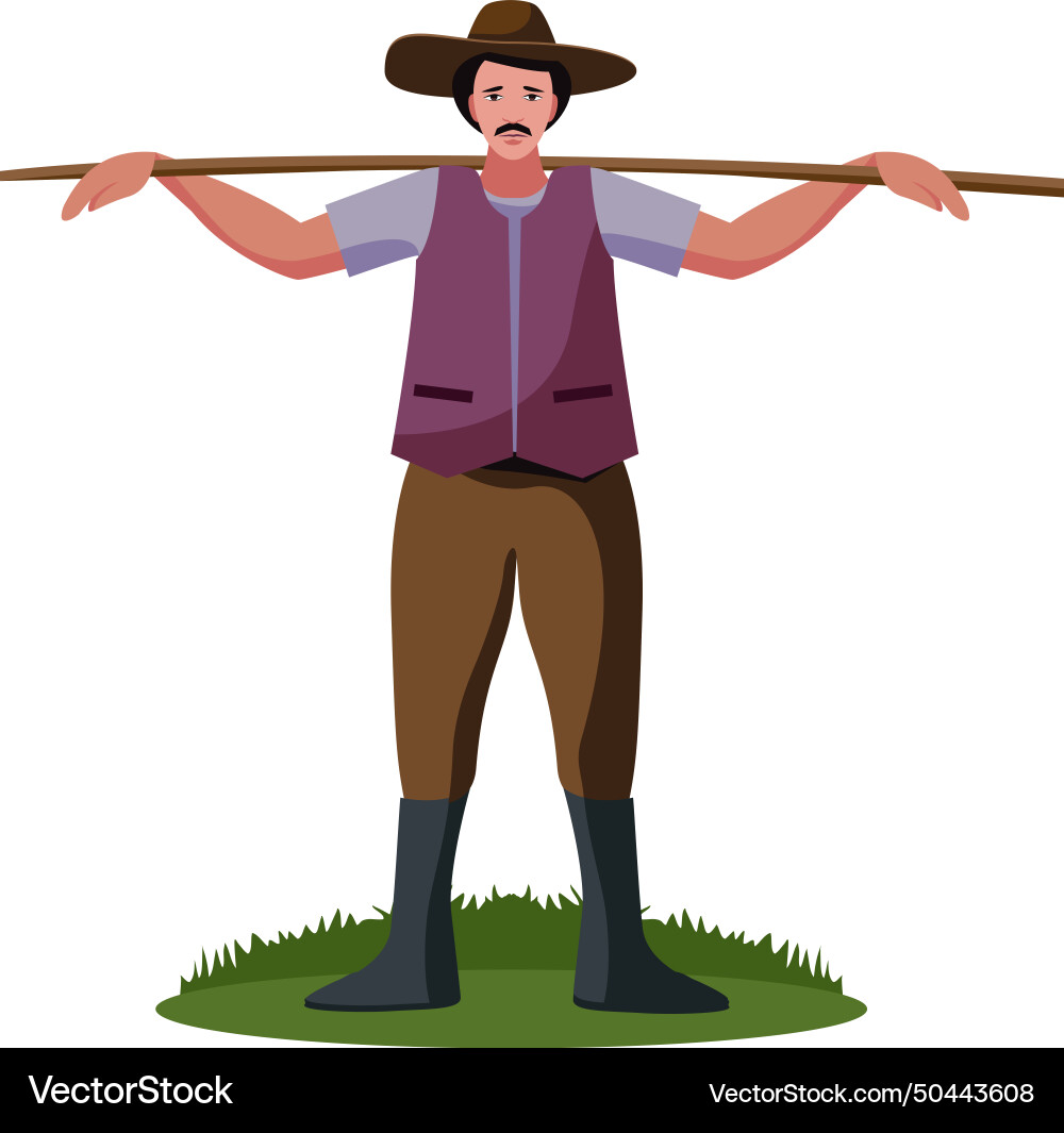 Farmer shepherd man with stick isolated Royalty Free Vector