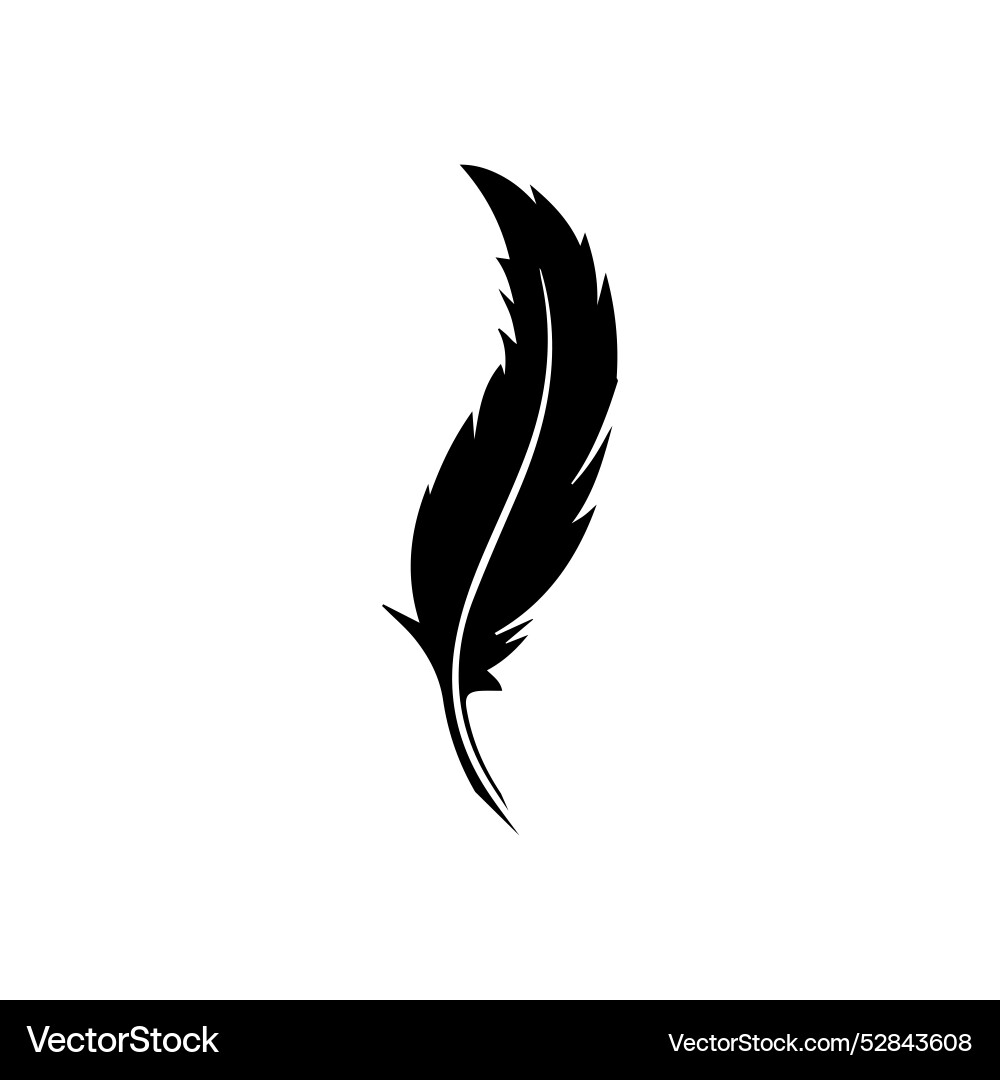 Feather icon in black and white Royalty Free Vector Image