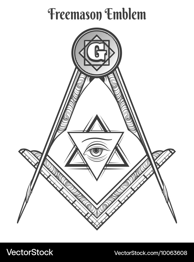 Freemason square and compass symbols Royalty Free Vector