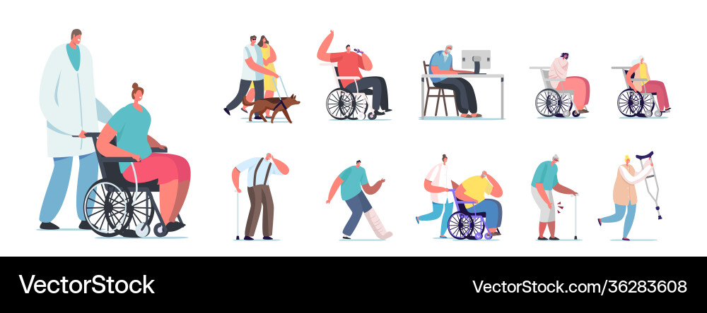 People with Disabilities - Diverse Characters Vector Image