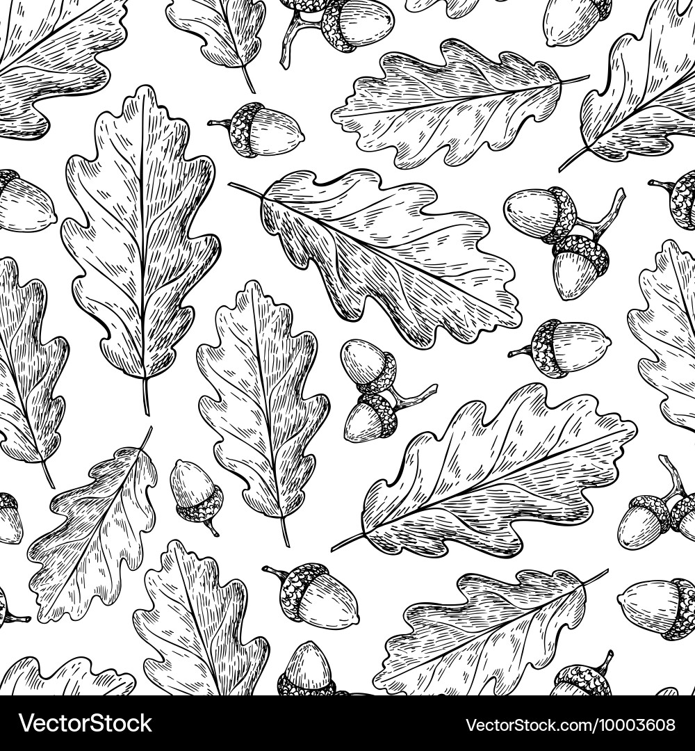 Seamless pattern with autumn leaves oak Royalty Free Vector