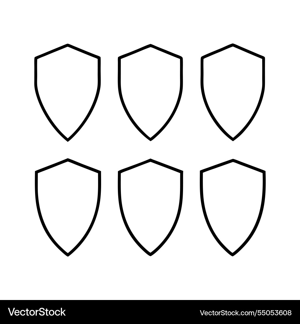 Six blank shields in a grid layout Royalty Free Vector Image