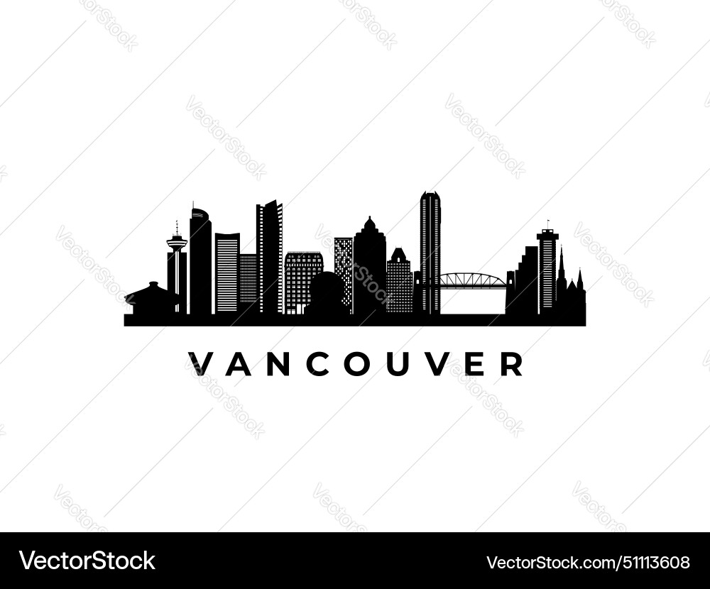 Vancouver skyline travel famous Royalty Free Vector Image