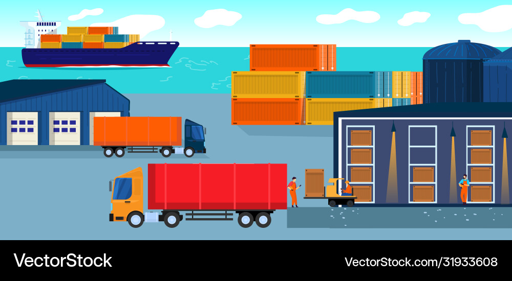 Warehouse logistic cartoon Royalty Free Vector Image