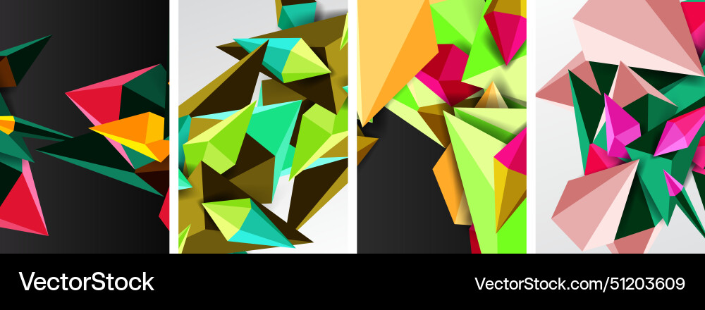 Artistic collage featuring colorful triangles on a