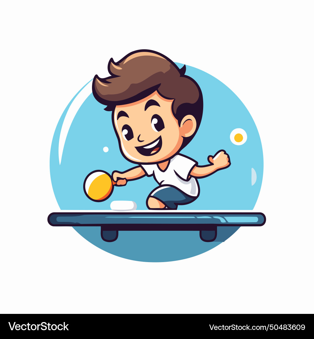 Boy playing table tennis cartoon Royalty Free Vector Image