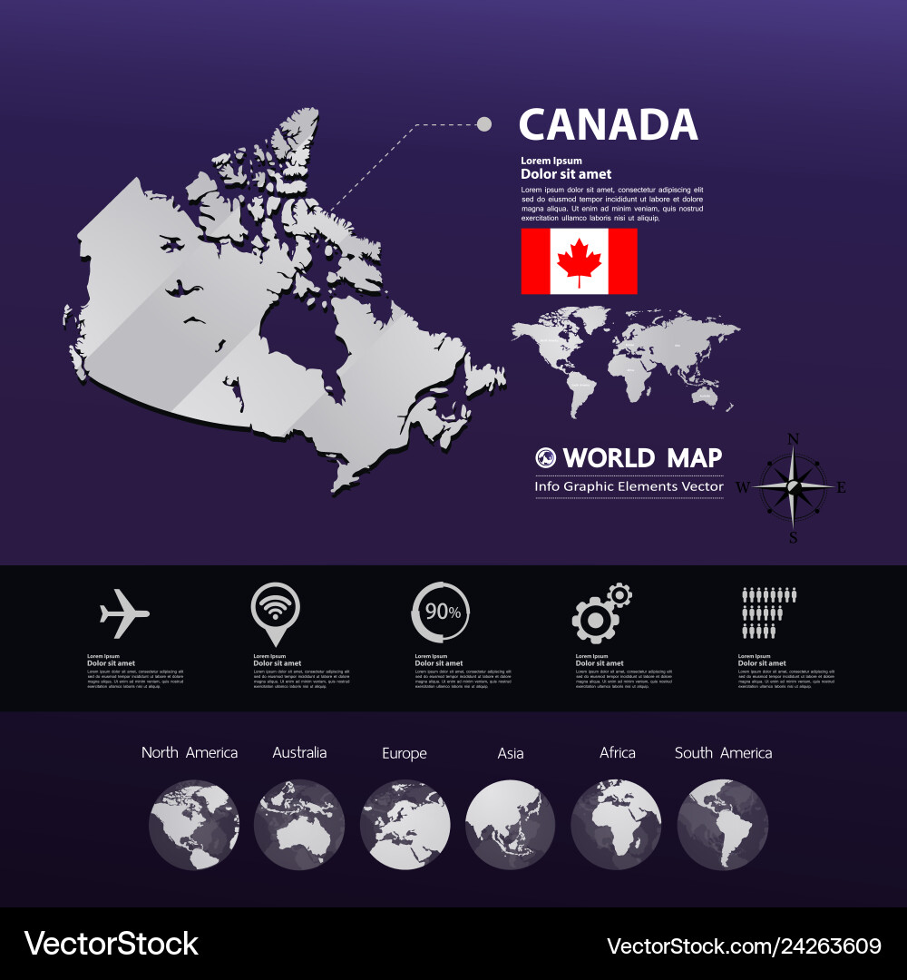 Canada map Royalty Free Vector Image - VectorStock