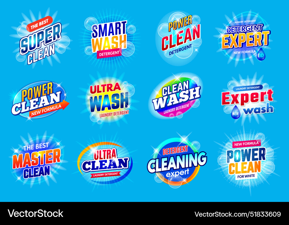 Laundry service logo soap detergent new formula Vector Image