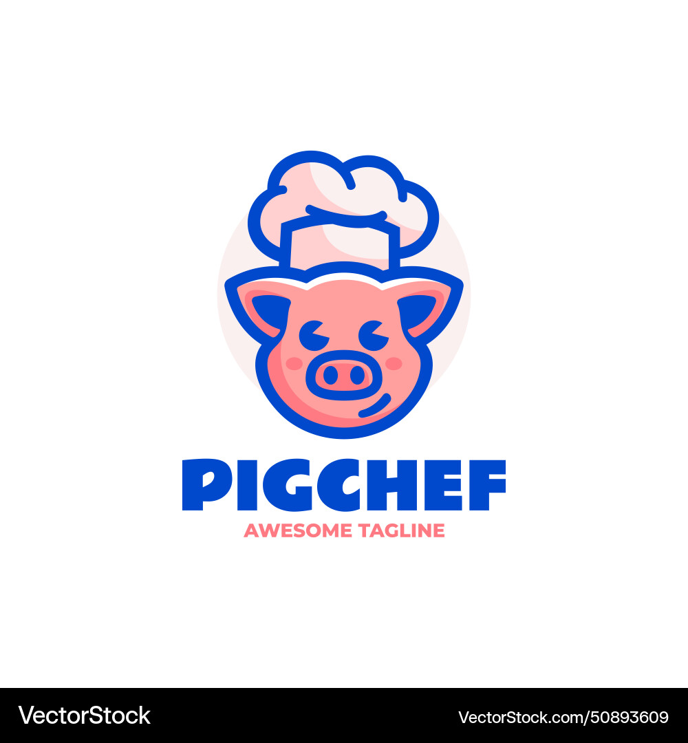 Logo pig chef mascot cartoon style Royalty Free Vector Image