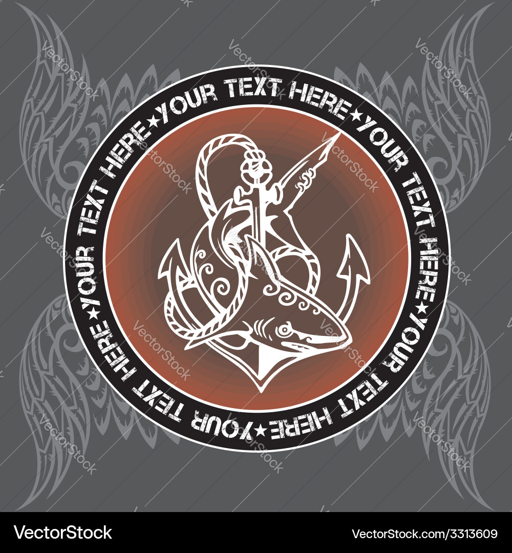 Military Shark Anchor Emblem Royalty Free Vector Image