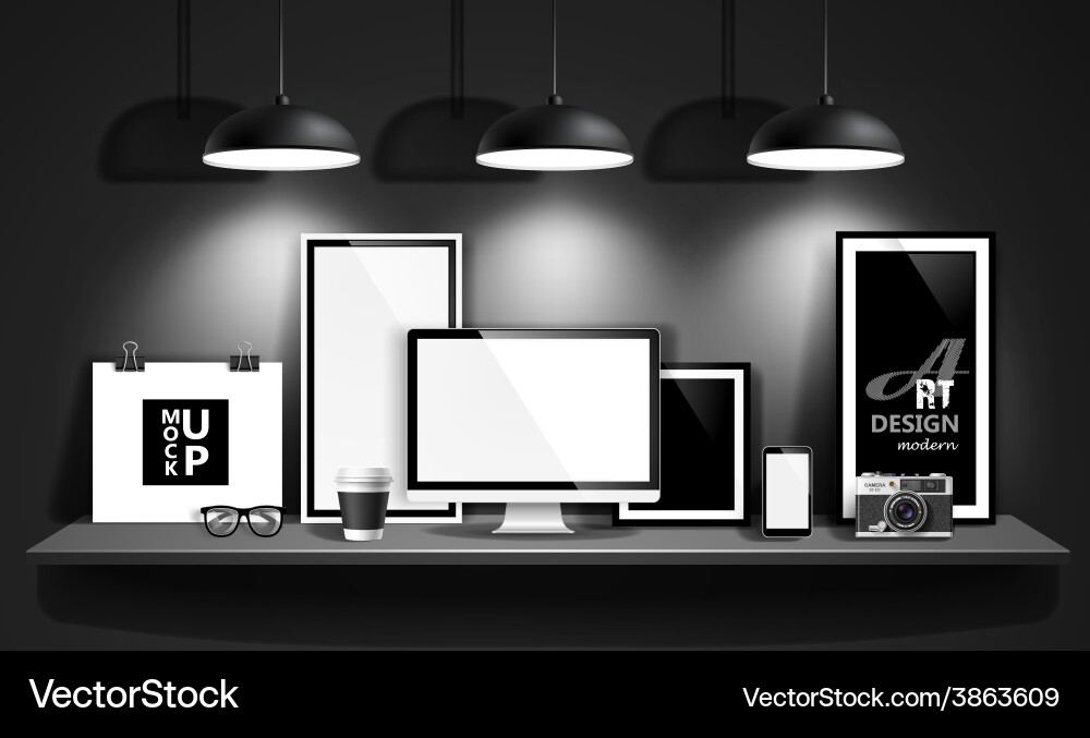 Modern Technology Workspace Royalty Free Vector Image