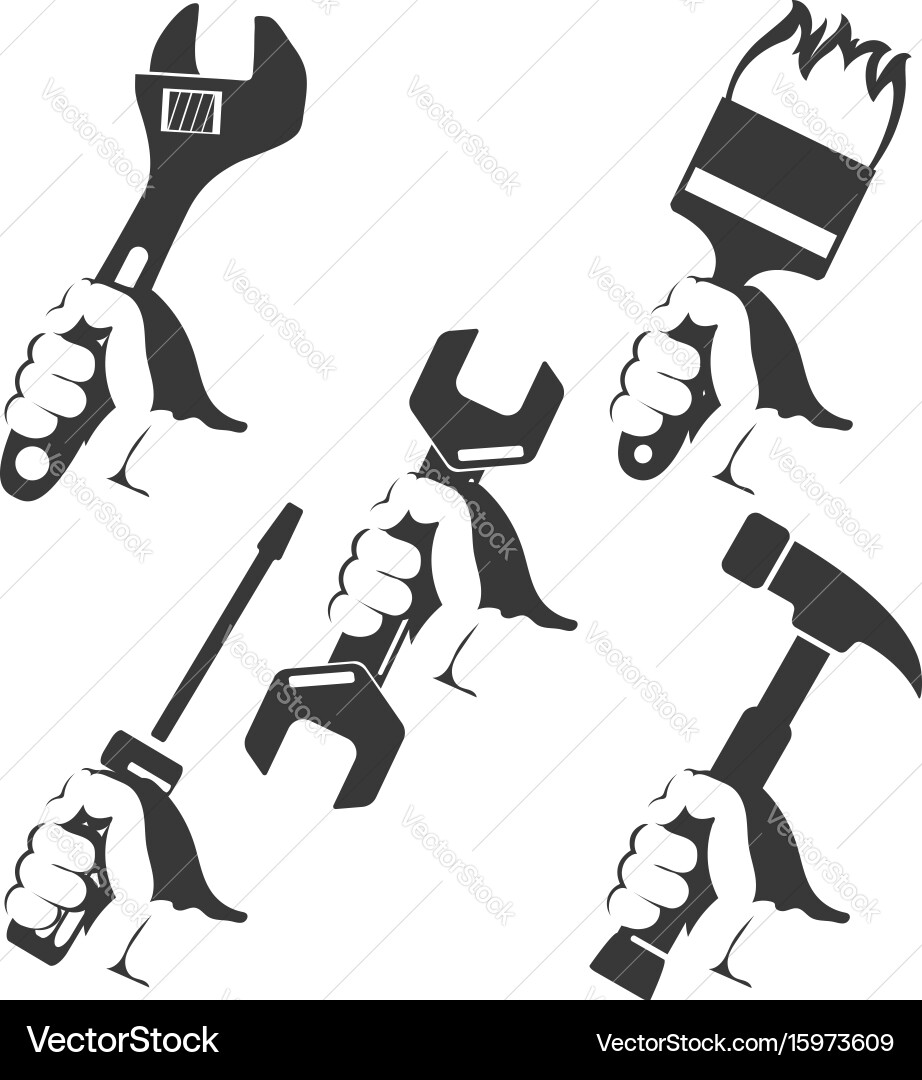 Repair tools in hand Royalty Free Vector Image