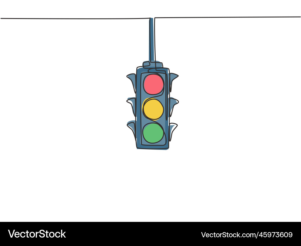 Single continuous line drawing of traffic lights Vector Image